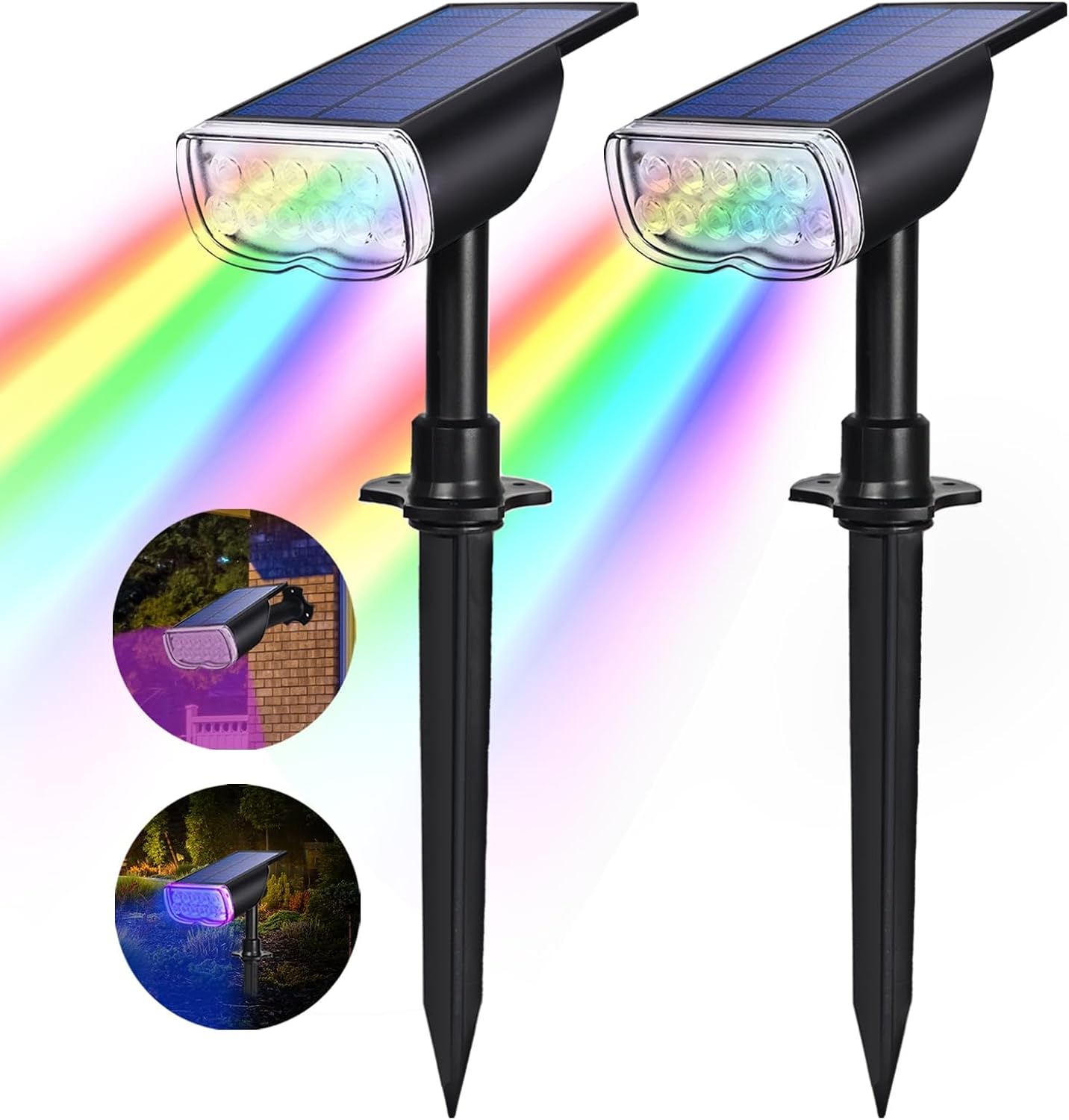 Amazon.com: Kimschfa Solar Spot Lights Outdoor, Color Changing Solar ...