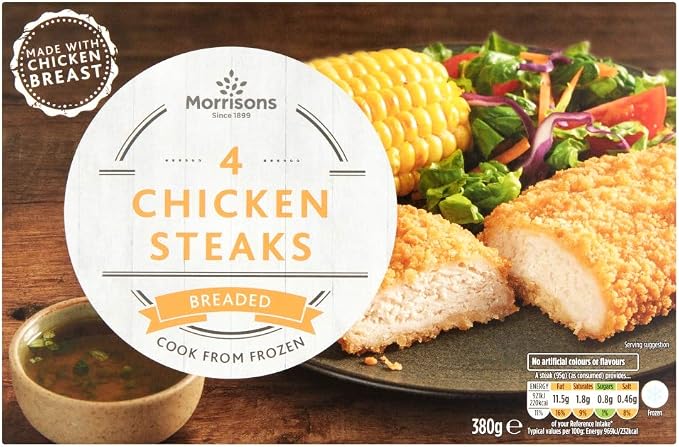 Morrisons Breaded Chicken Steaks, Pack of 4 (Frozen) : Amazon.co.uk ...
