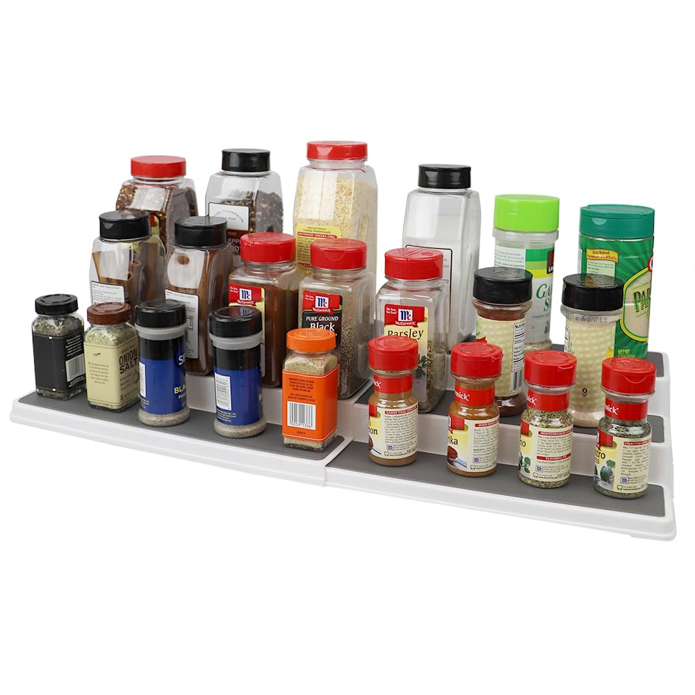 Amazon.com: Home Basics 3-Tiered Plastic Expandable Spice Rack with ...