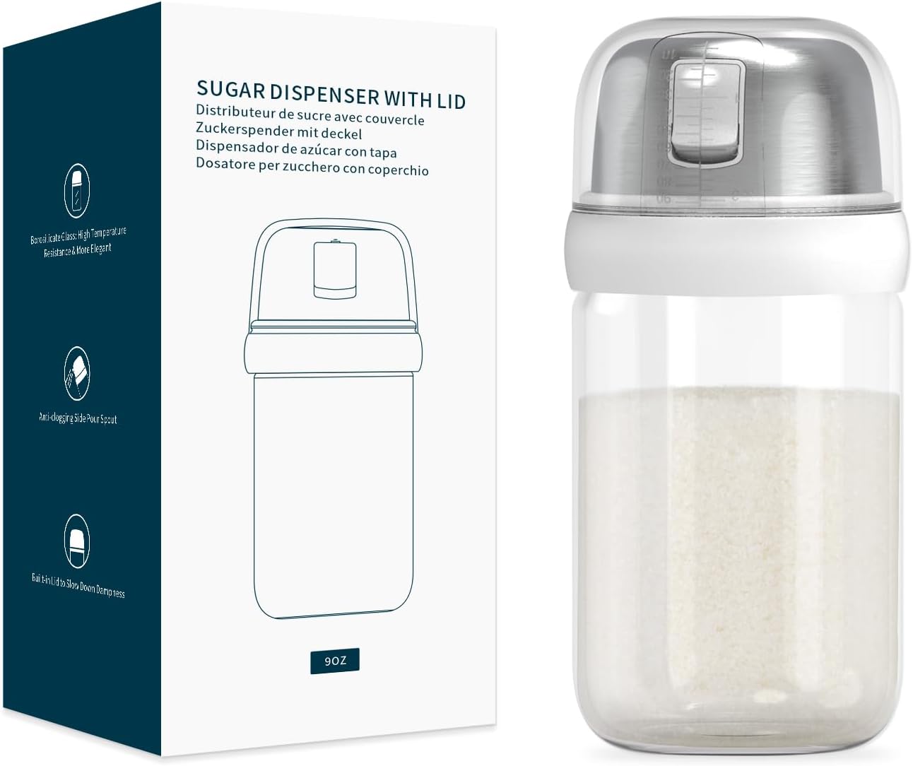 Amazon.com: BNYD Glass Sugar Shaker Dispenser Pourer, 5.5 inch: Home ...