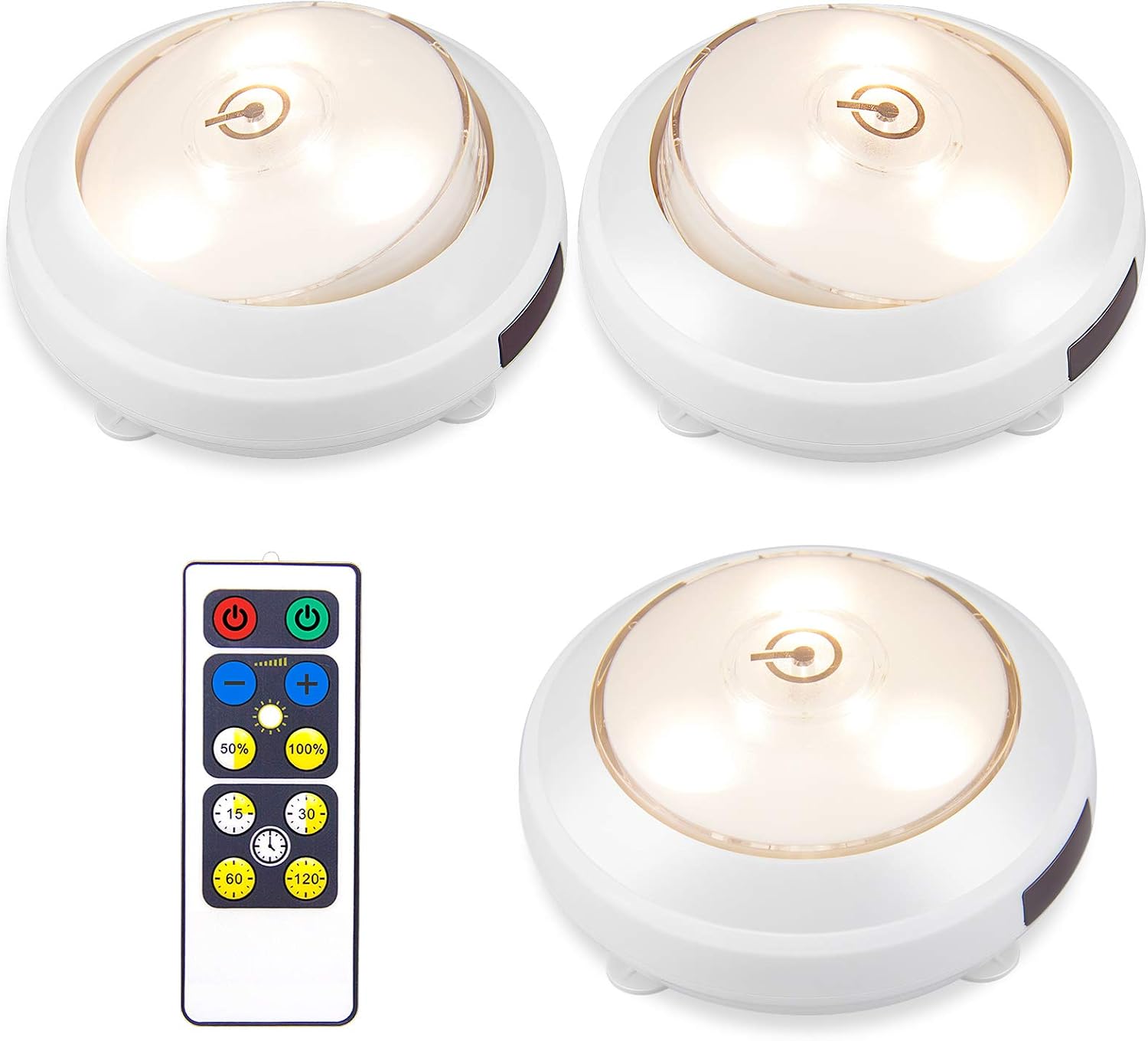 BIGMONAT Wireless LED Puck Light, Battery Operated Mini Under Cabinet ...