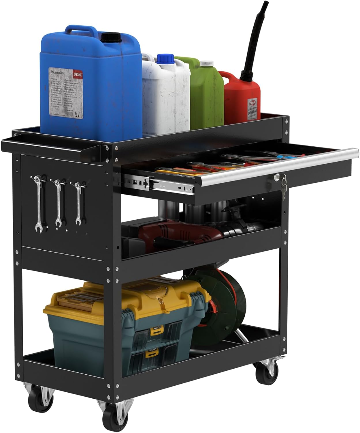 Amazon.com: 3 Tier Rolling Tool Cart Utility Cart on Wheels, Heavy Duty ...