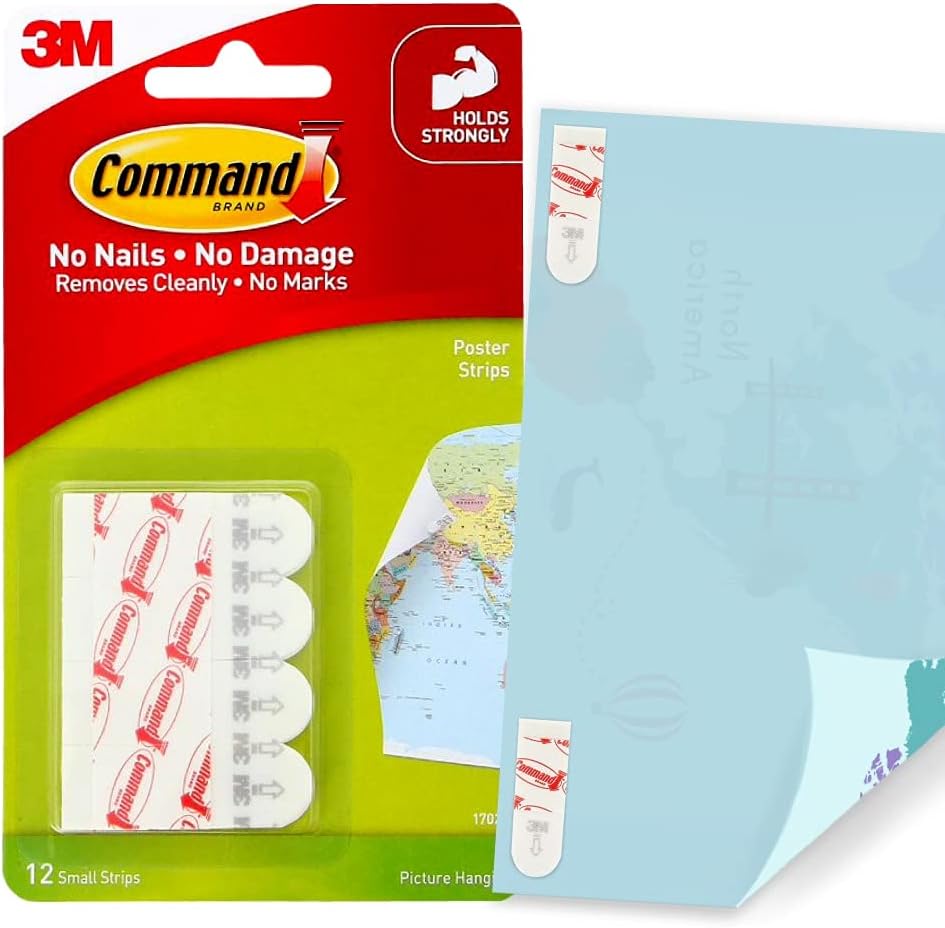 Command Poster Mounting Adhesive Strips, White - 12 Adhesive Strips ...