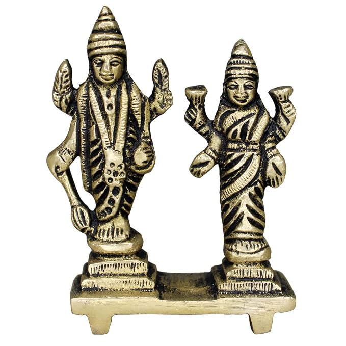 Buy Om ssvmb9 Brass Vishnu Lakshmi Brass Idol Lord Vishnu/Laxmi Narayan ...