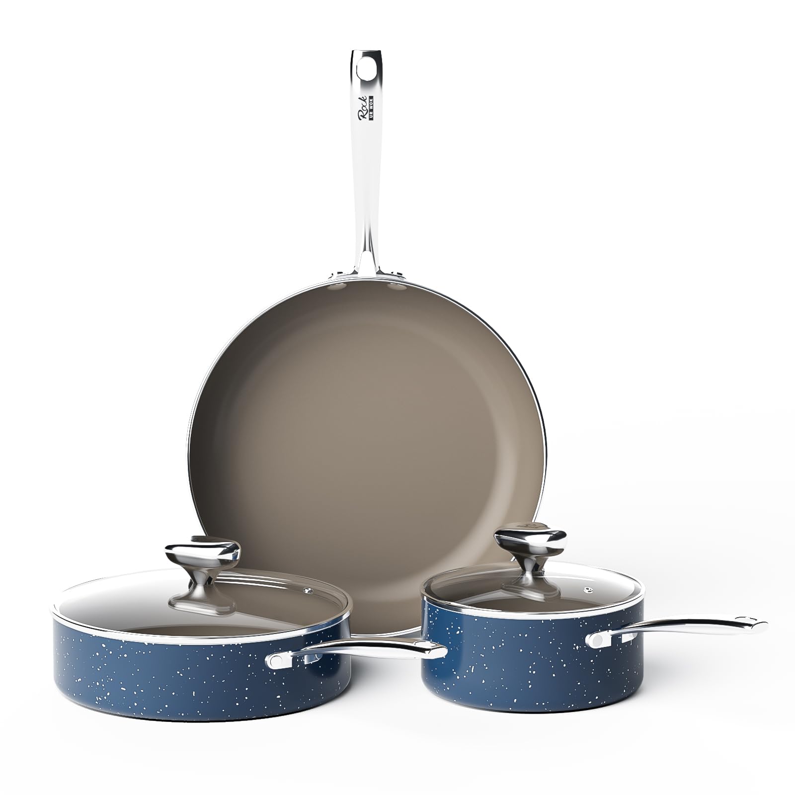 ROCKURWOK Pots and Pans - Ceramic Nonstick Cookware Set, 5 Pcs Cooking ...