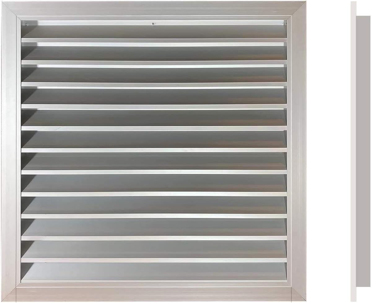 Airtech-UK Anodized Aluminum Fixed Louvre Wall Grille with Bird Mesh ...