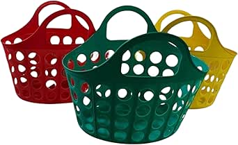Amazon.com: Konnect 3 Pack Plastic Oval Carry Totes with Handles ...