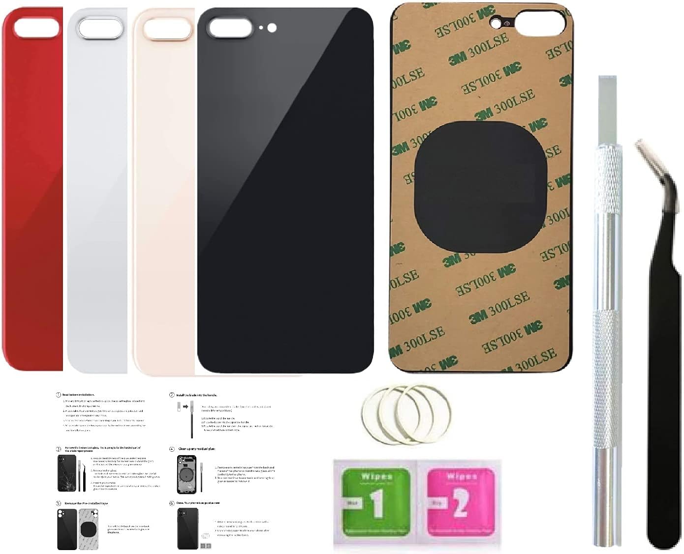 Amazon.com: Day-market 2 PCS Back Glass Replacement for iPhone 8 Plus ...