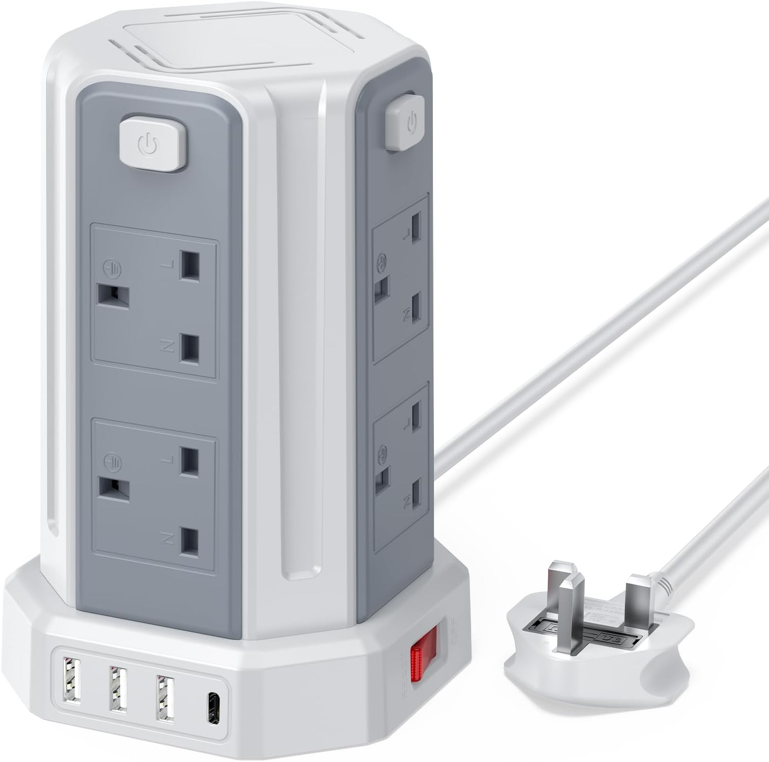 Status White Cube Socket | 3 Way Cube with 3 USB Adapter Socket | 1.4m ...