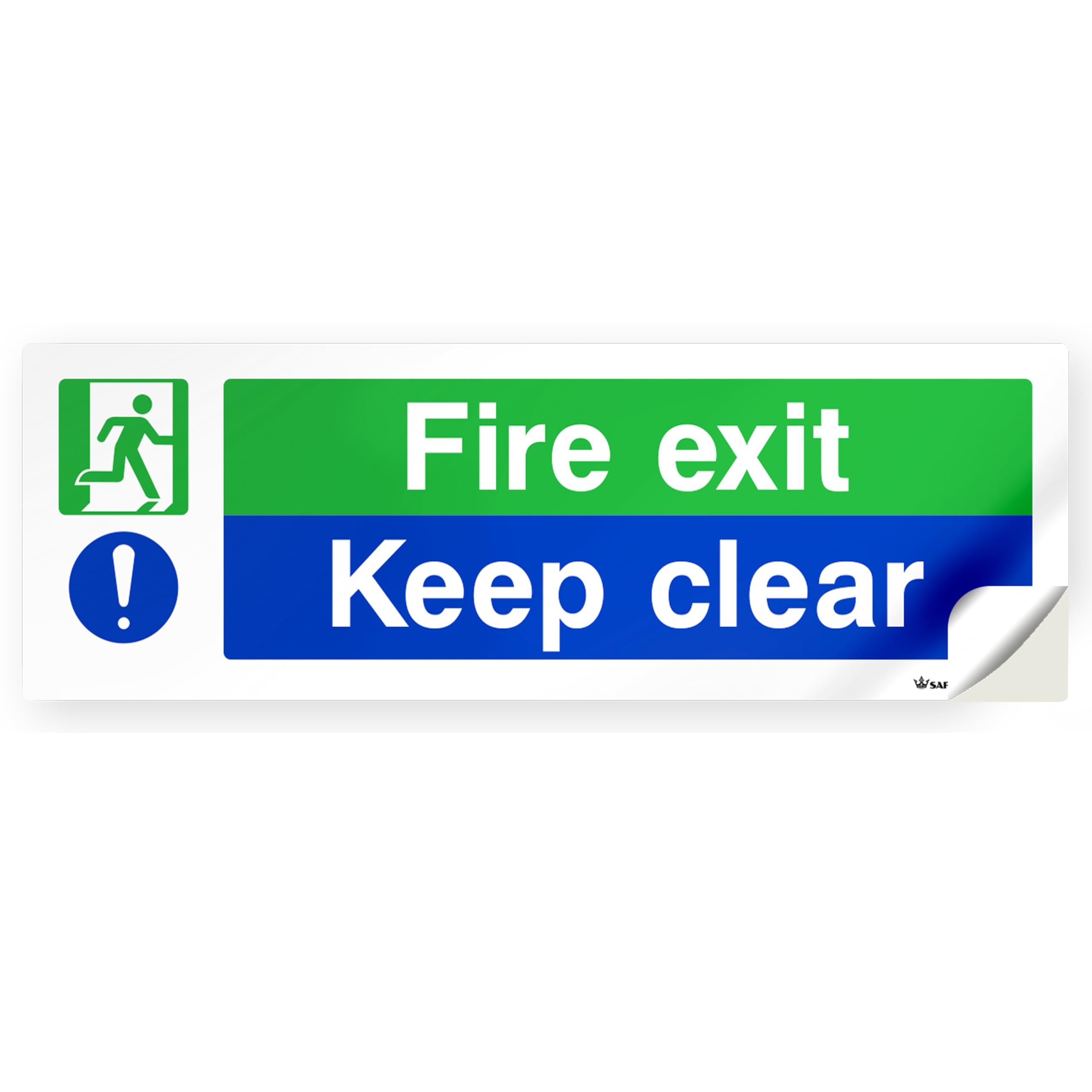 SAFETYKING® 1 Piece Fire Exit Keep Clear Sticker | 30 cm x 10 cm Self ...