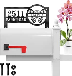 Amazon.com: Personalized Mailbox Last Name Topper Address Sign - Metal ...