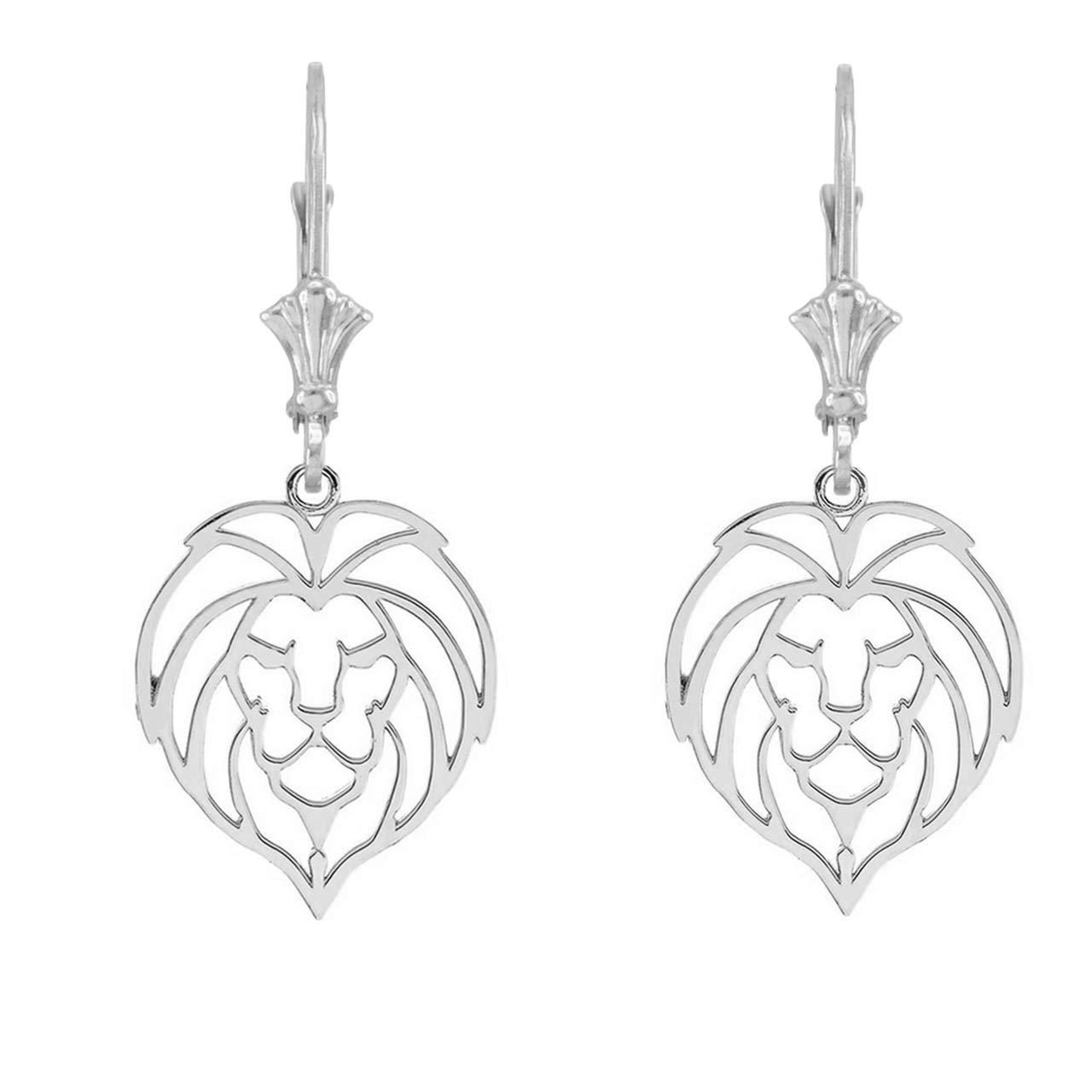 Amazon.com: Fine Sterling Silver Lion Head Outline Lever back Earrings ...