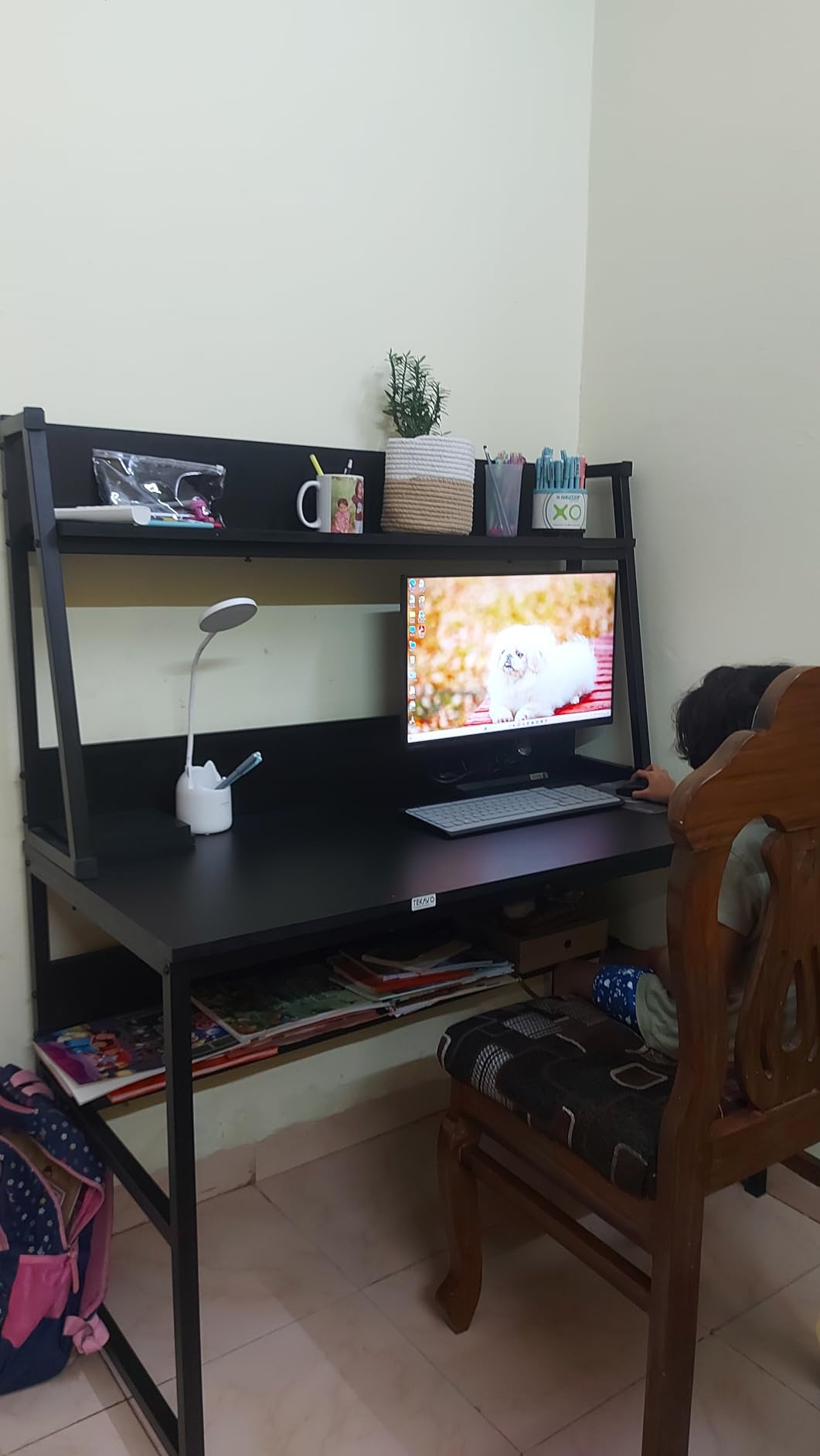 Deskio- Computer Desk, Home Office Desk with Space Saving Design with ...