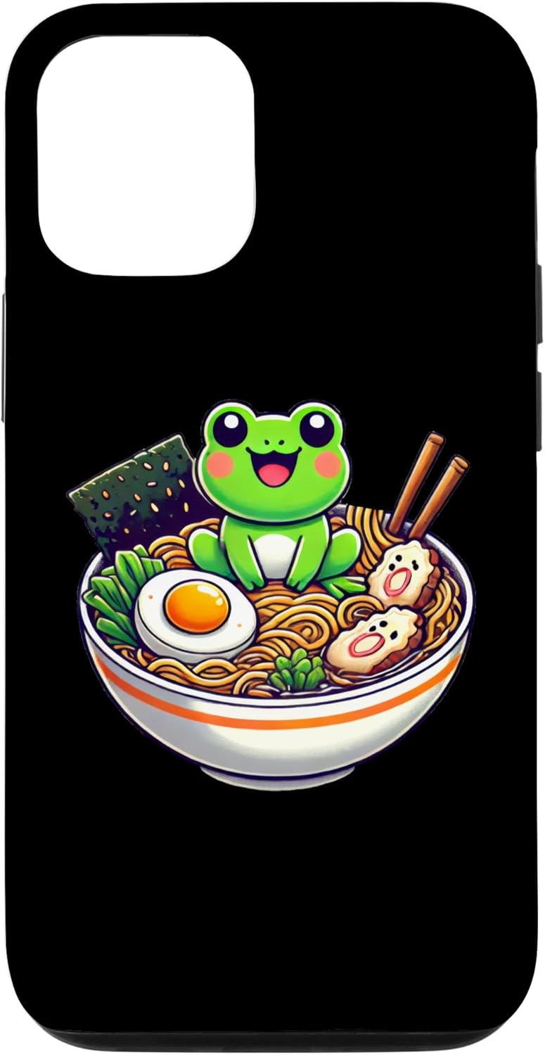 Amazon.com: iPhone 15 Pro Kawaii Frog Eating Ramen Noodles Case : Cell ...