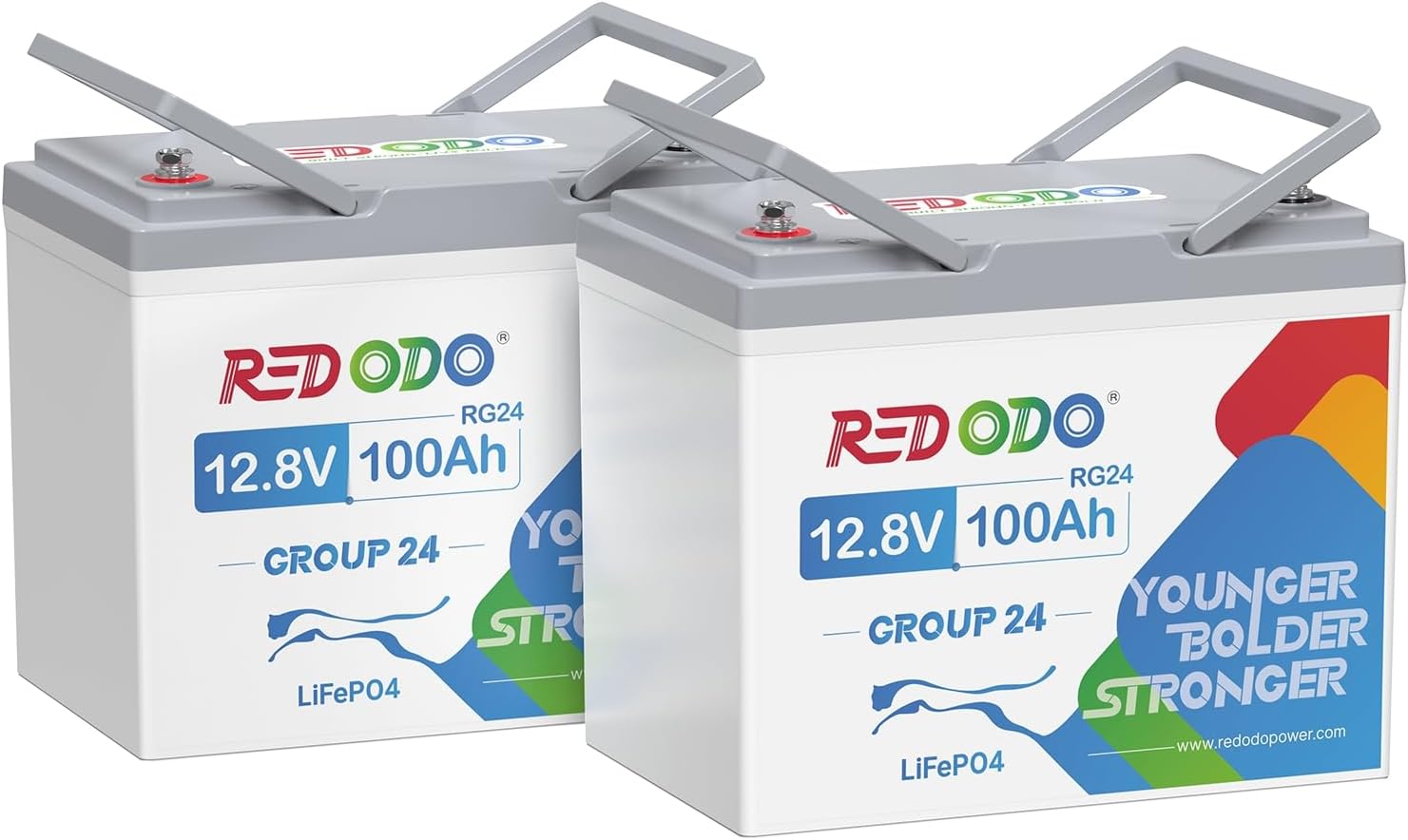 Amazon.com: Redodo 2 Pack 12.8V 100Ah Group 24 Battery, 1280Wh Deep ...