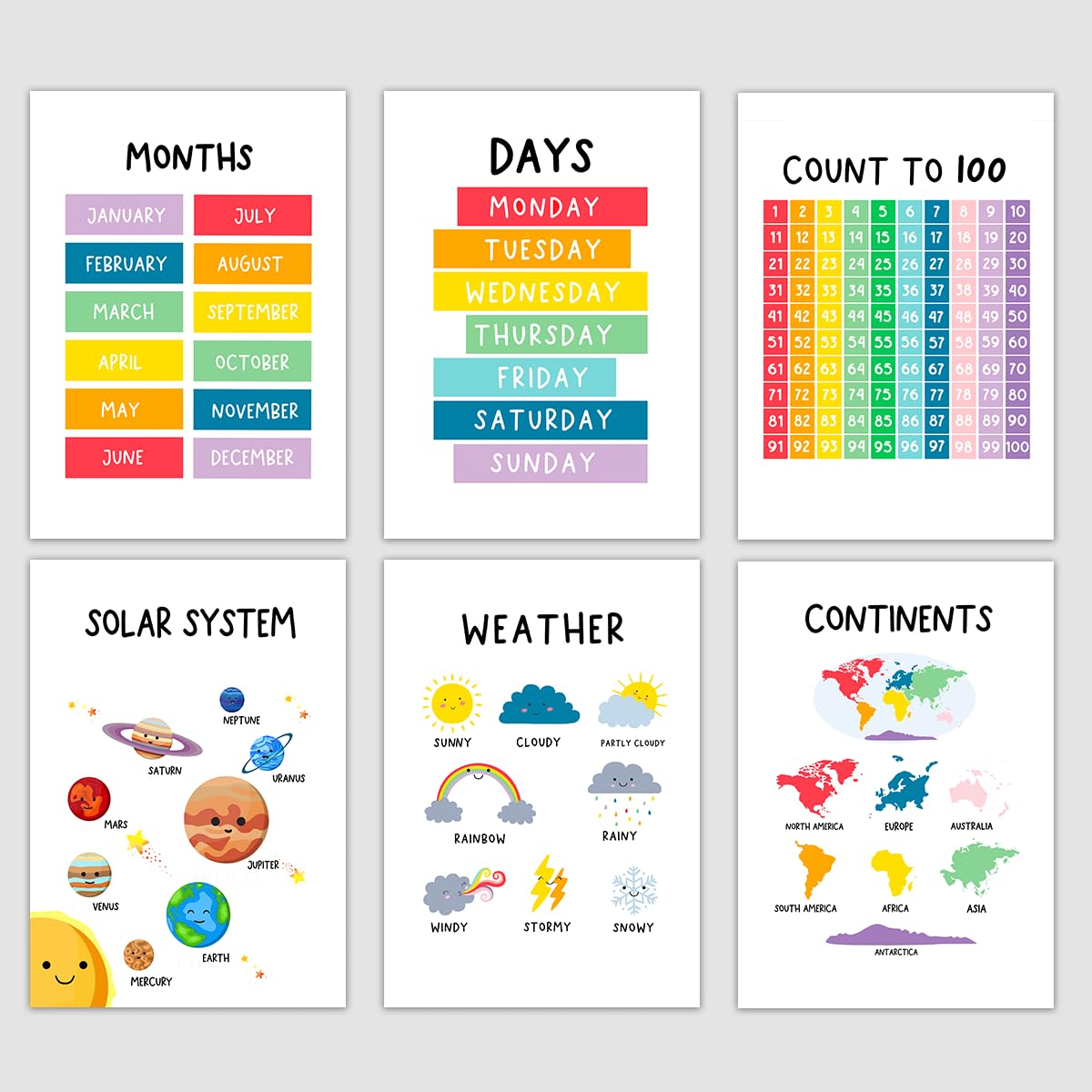 Wizzartprints Learning Wall posters for kids/Small Children, A4(9 x 12. ...