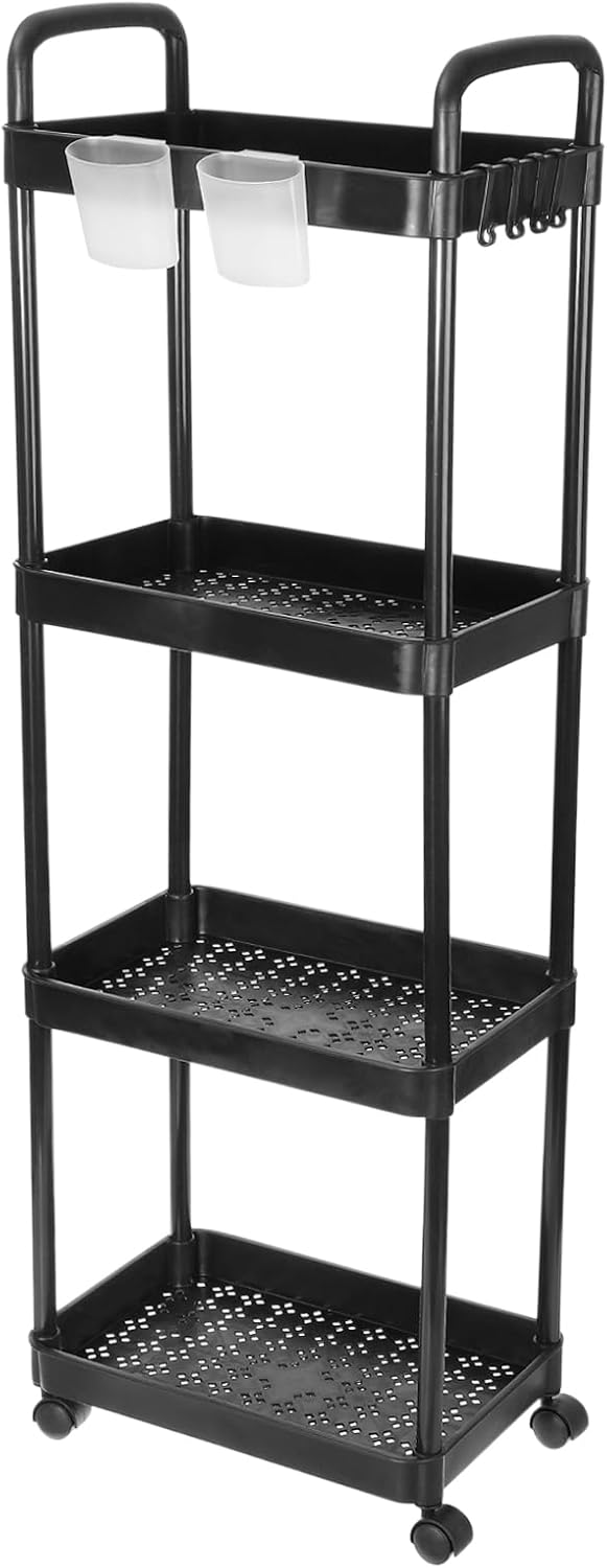 Amazon.com: uxcell Slim Storage Cart, 4 Tiers Bathroom Storage ...