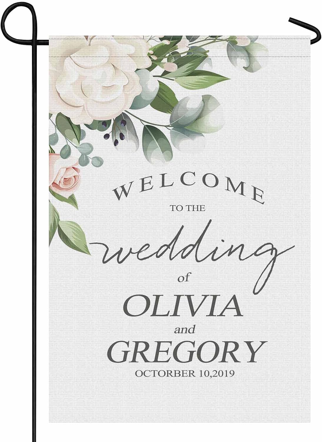 Amazon.com : Personalized Wedding Flag with Floral Custom Name Garden ...
