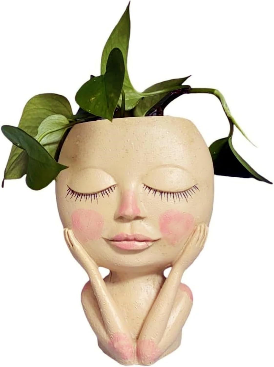 Amazon.com : JTZXJJX Cute Girl Head Succulent Planter, Gardening pots ...