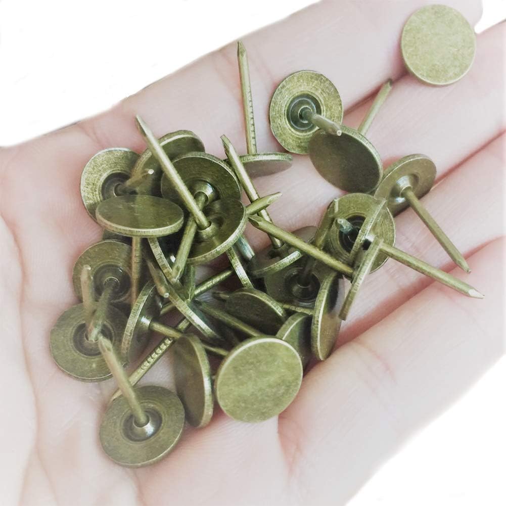 100 Pcs Bronze Upholstery Nails Decorative Round Flat Head Tacks Brass ...