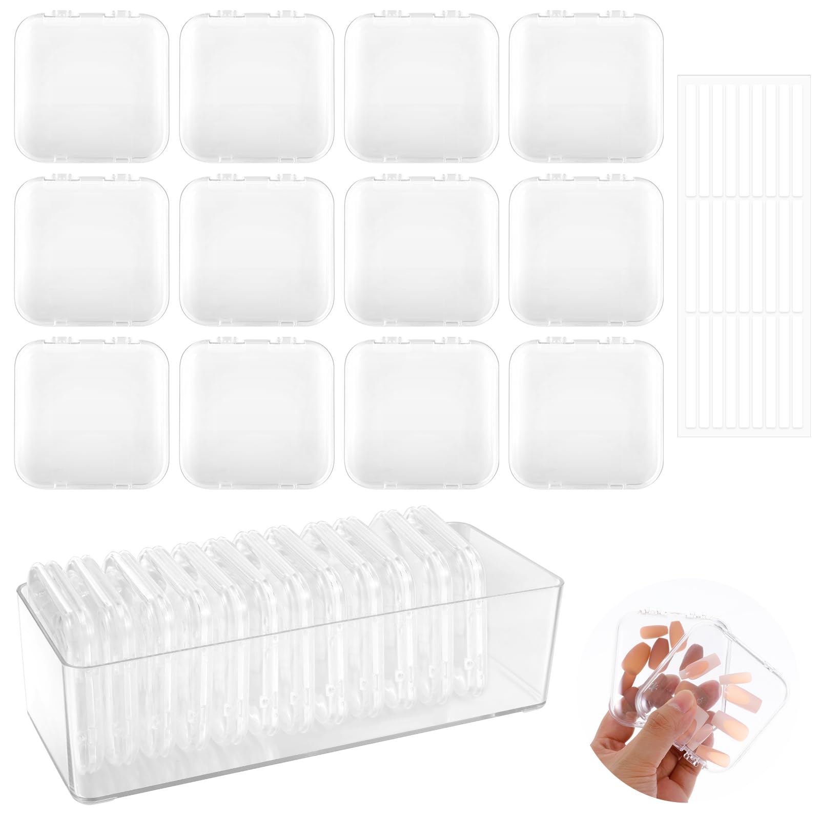 Amazon.com: 36Pcs Nail Box Organizer Case, Press on Nails Clear Nail ...