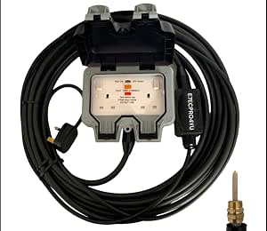 RCD Armoured Cable Outdoor Extension 25 Metre with 2 Gang Weatherproof ...