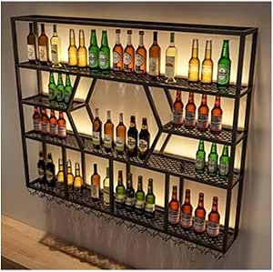 TzUni Casier à vin Mural à LED, Porte-Bouteilles et Verres, étagères ...