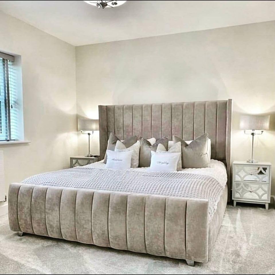 Bed Croft Chesterfield Wing Panel Bed Frame - Upholstered in Plush ...
