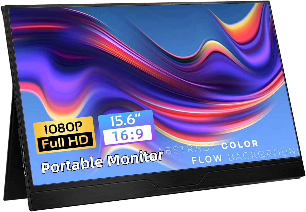 15.6 Inch Portable Monitor Full HD 1920×1080 IPS Screen with HDMI Type ...