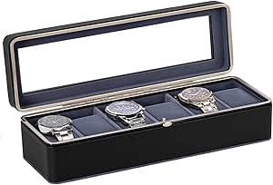 Amazon.com: Anyasun 6-Slot Watch Box for Men, Watch Display Case with ...