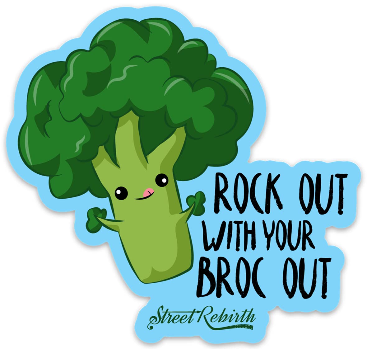 Amazon.com: Broccoli Pun Sticker - Rock Out With Your Broc Out - 4 Inch ...