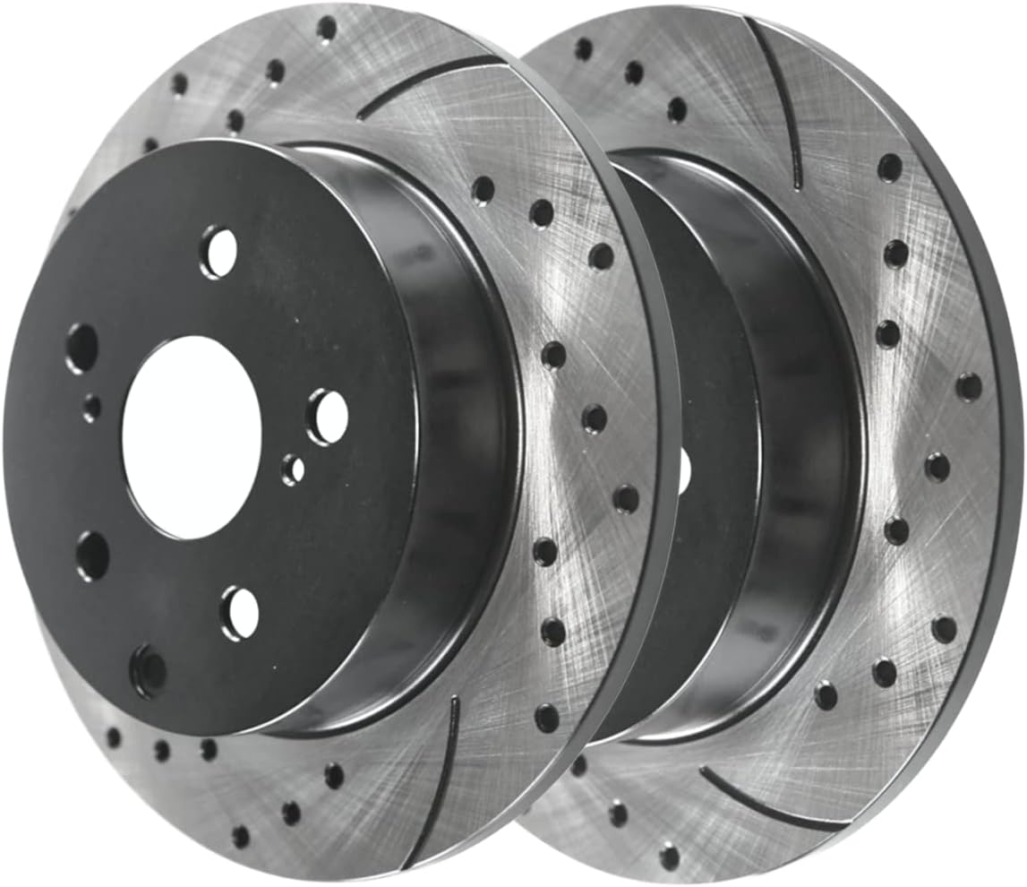 Amazon.com: AutoShack Black Hat Drilled and Slotted Brake Rotors Front ...