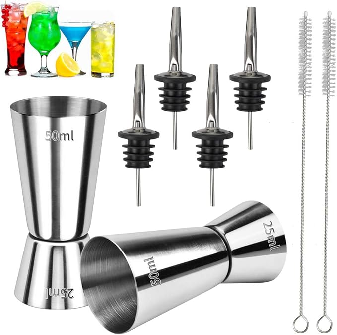 Spirit Measures 25ml 50ml, 8-Piece Set Stainless Steel Shot Measure ...
