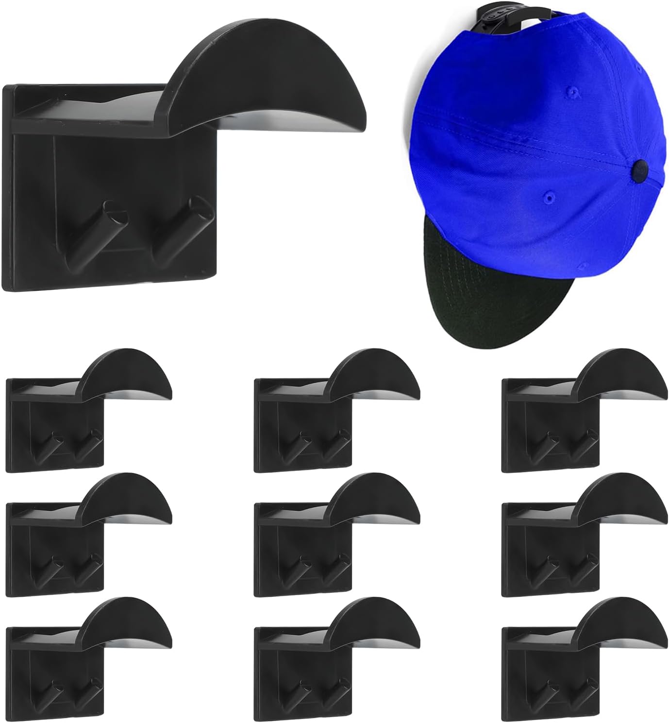 Kasoud Adhesive Hat Hooks for Wall Mounted, 10 PCS Hat Storage for ...