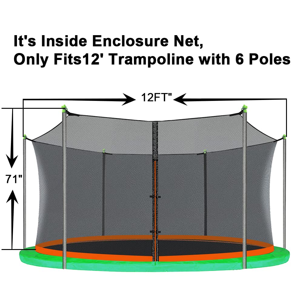 Trampoline Net Replacement with 6 Pole Caps, 12 ft 14 ft 15 ft ...