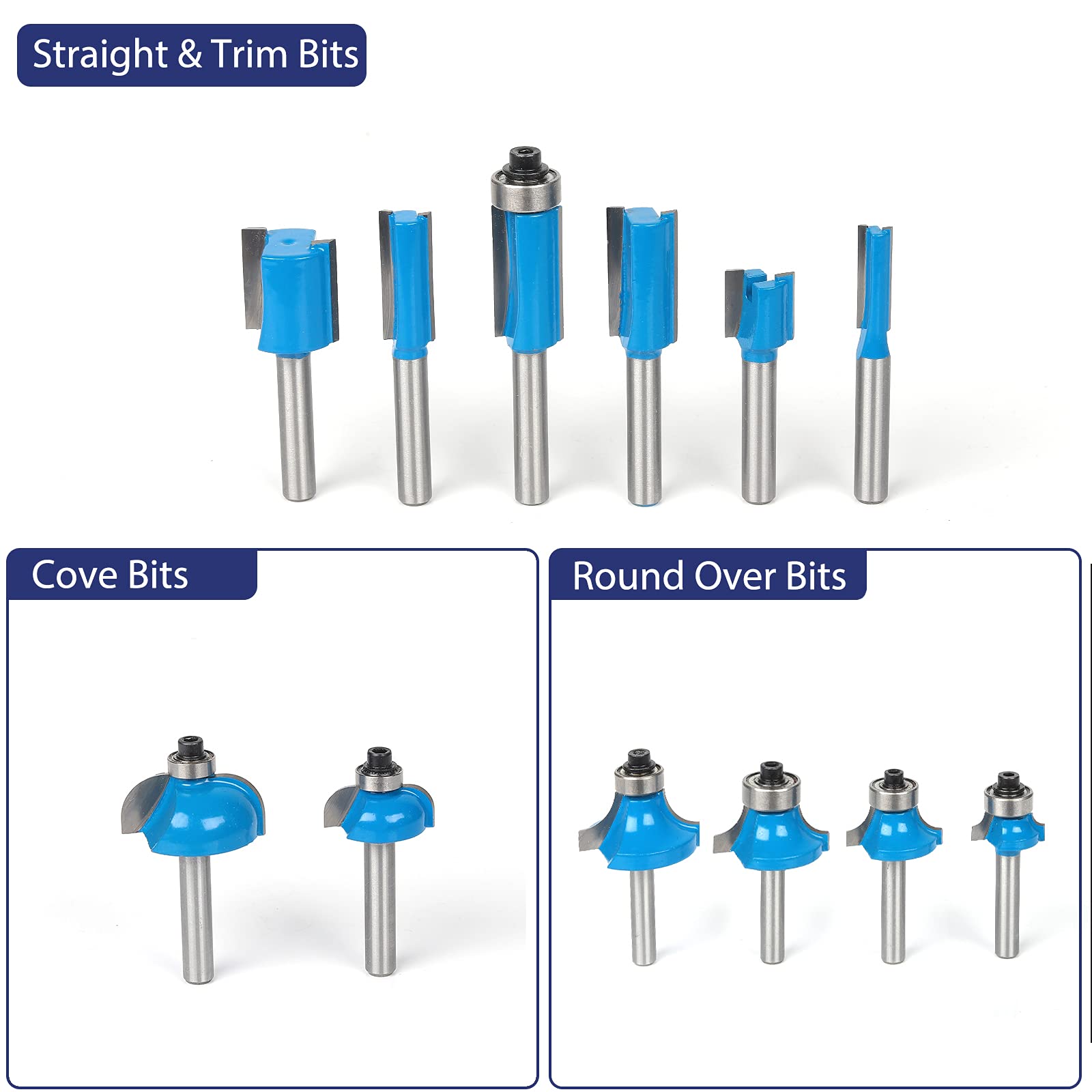 Snapklik.com : 24 Pieces Router Bit Set1/4 Inch Shank C3 Alloy Blade ...