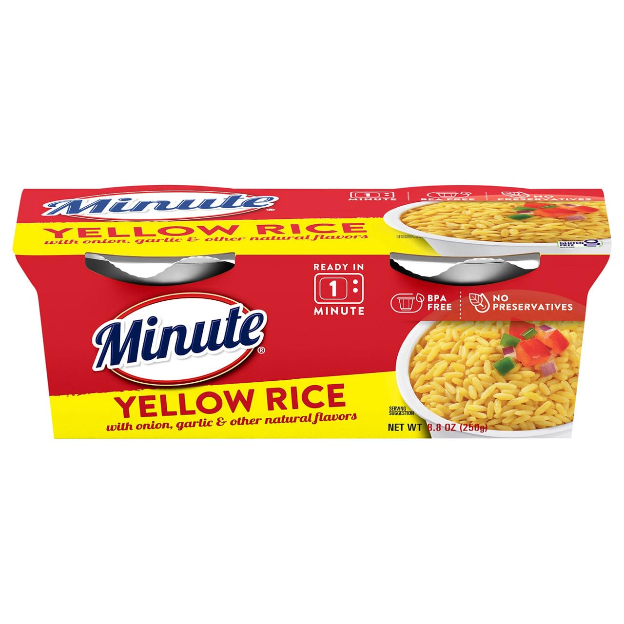 Amazon.com : Minute, Ready To Serve Cups Yellow Rice, 8.8 Ounce ...