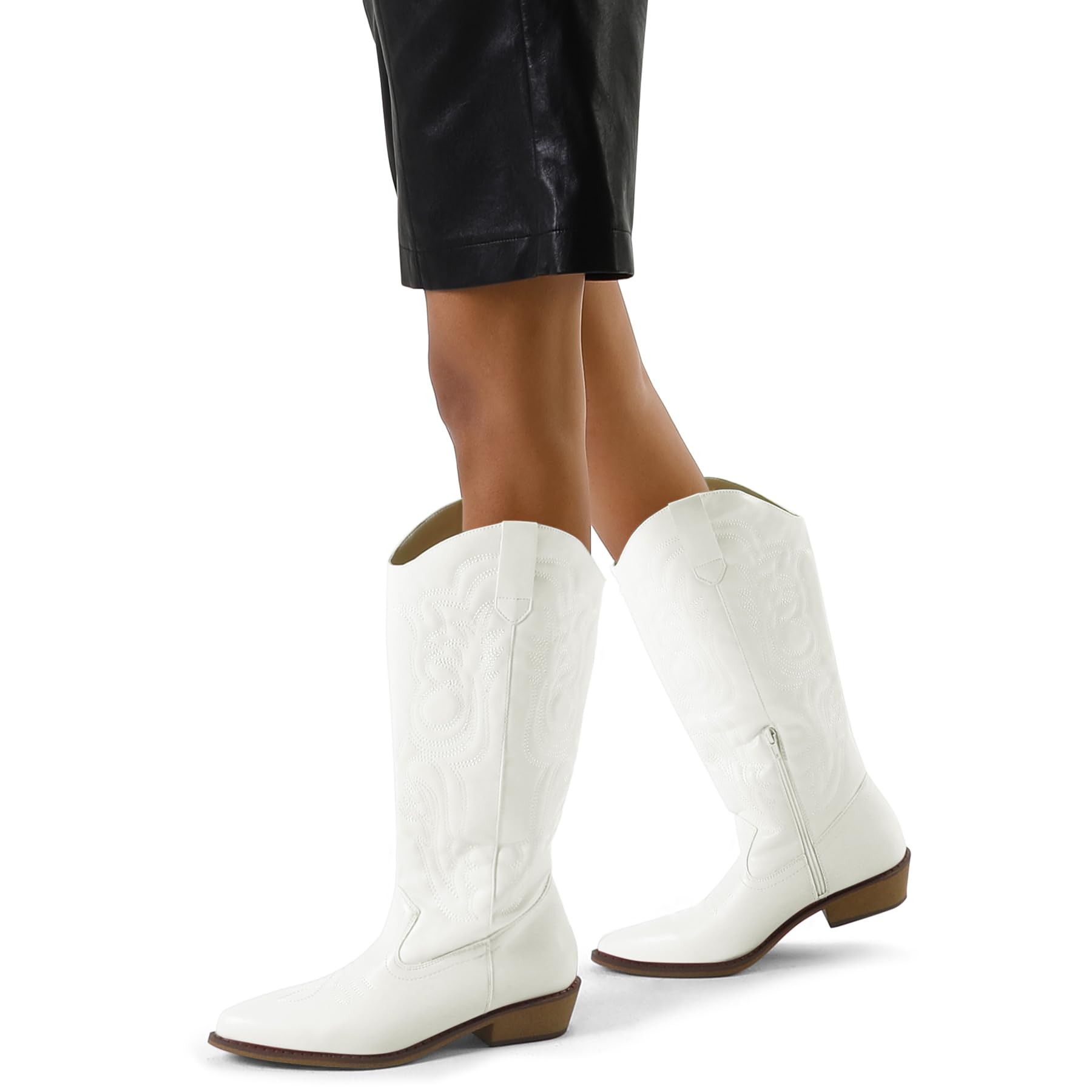 Snapklik.com : Mysoft Womens Cowboy Boots Mid Calf Cowgirl Embroidered ...