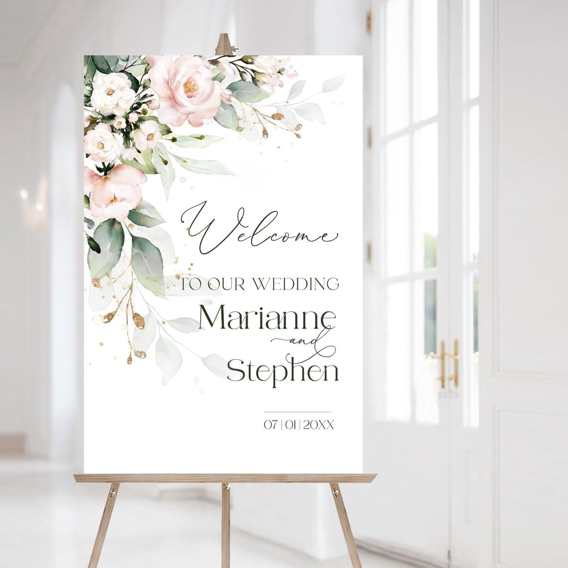 Amazon.com : Personalized Wedding Welcome Sign, Flowers Wedding Welcome ...