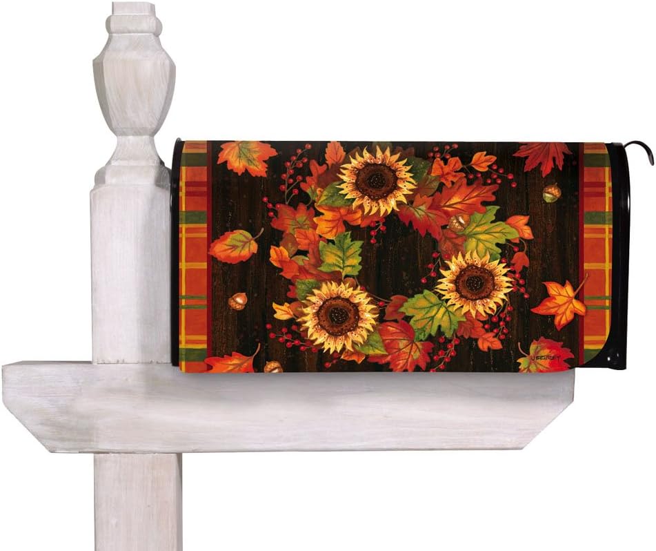Amazon.com: Evergreen Flag Magnetic Mailbox Cover Autumn Wreath : Patio ...