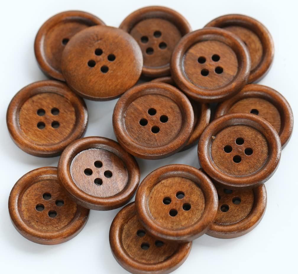 Amazon.com: MTCELL 50 Pcs Classic Wooden Buttons, 1-Inch (25mm ...