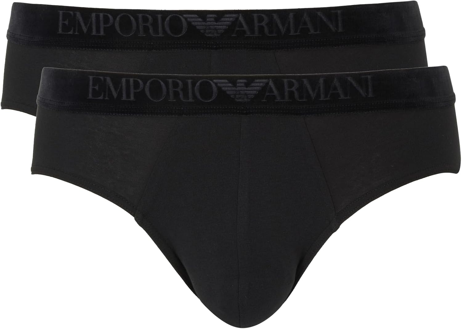 Emporio Armani Intimates Men's Velvet Logo band 2 Pack Brief, Black ...