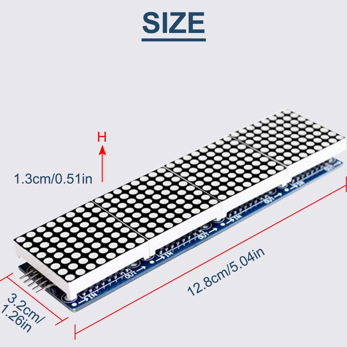 Snapklik.com : DAOKAI 7219 Dot Matrix Module 8 X 32 MCU Control Driver Board Blue LED Common ...