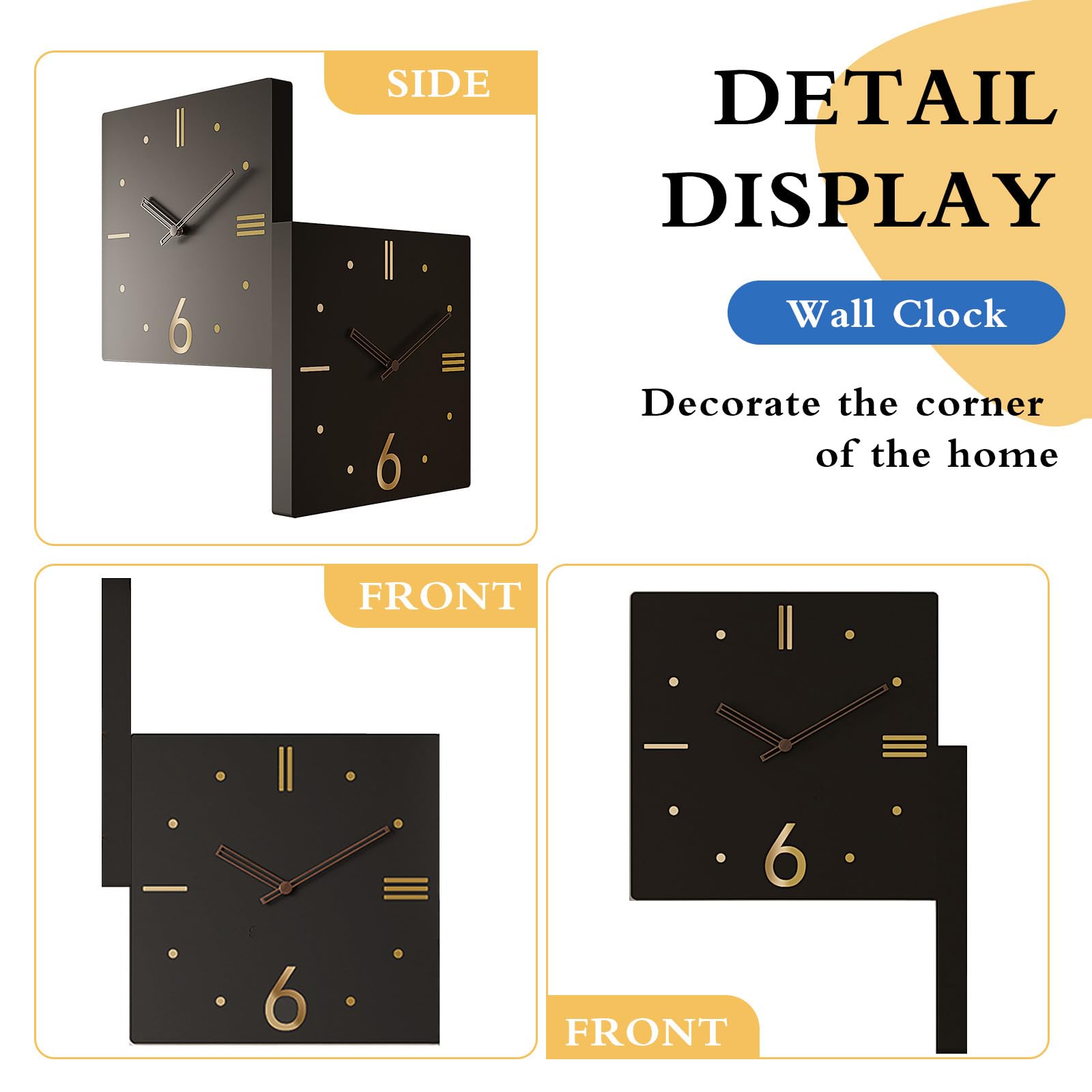 Corner Wall Clocks Decorative Double Sided Clock-Square Creative ...