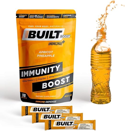 Amazon.com: Built Boost Immune+ 18 Pack Natural Energy Drink Mix - 100% ...