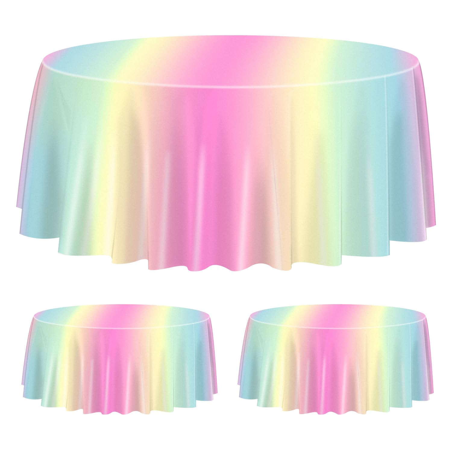 Amazon.com: QUERICKY 3 Pack Pastel Rainbow Tablecloths for Round Table ...