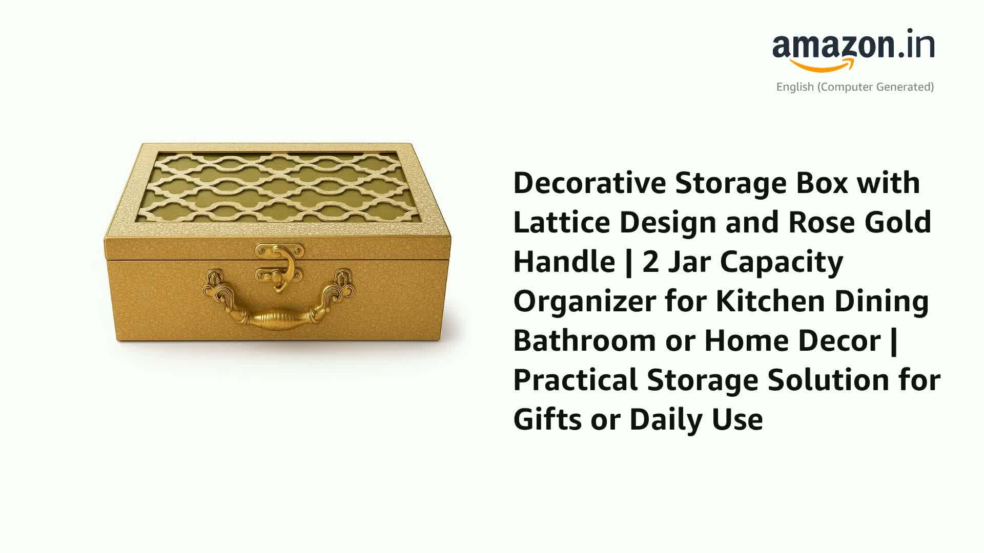 Watch Decorative Storage Box with Lattice Design and Rose Gold Handle ...