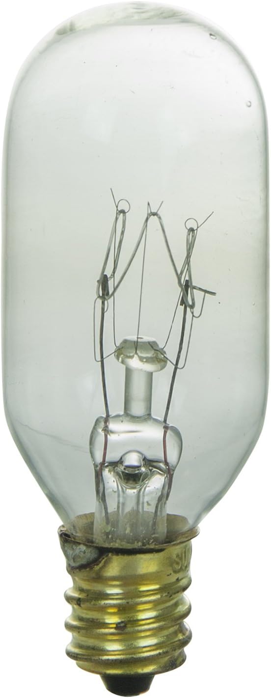 Sunlite 25T8/CL/C Incandescent 25-Watt, Candelabra Based, T8 Tubular ...