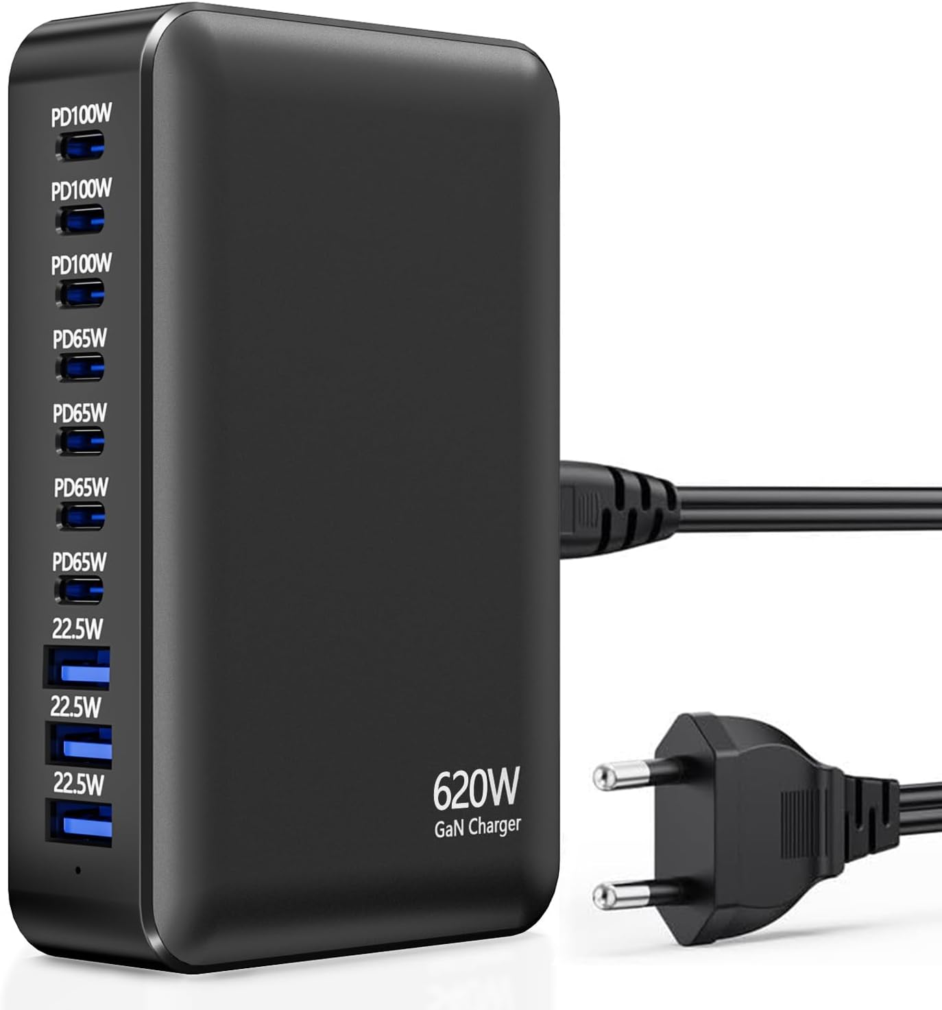 620W USB C laddare, Gan 10-Port USB laddare, Multi Port USB C bärbar ...