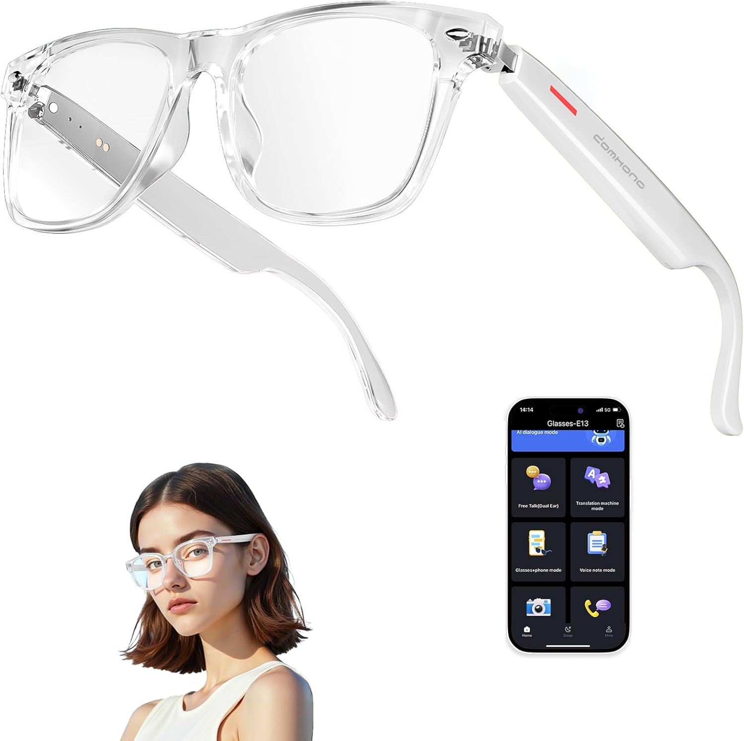 AI Smart Glasses with Chat GPT for Women and Men, Bluetooth Translation ...